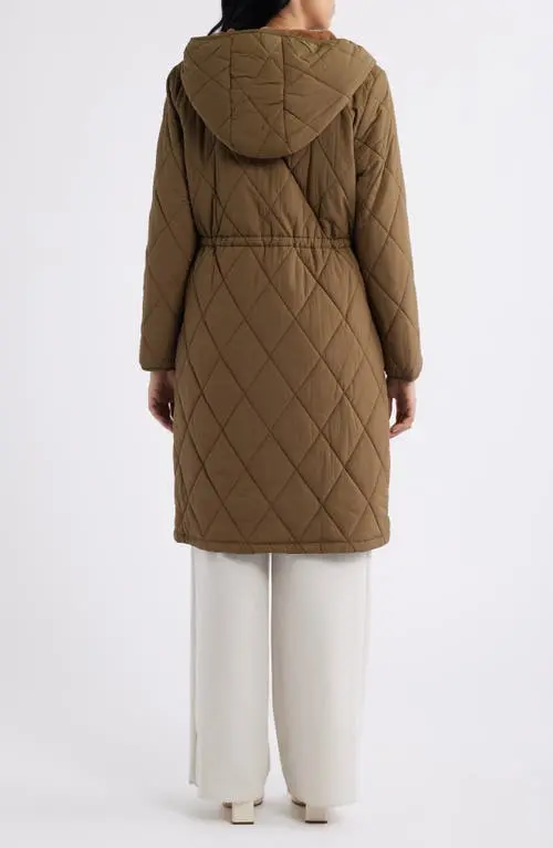 Donna Karan New York Quilted Hooded Coat