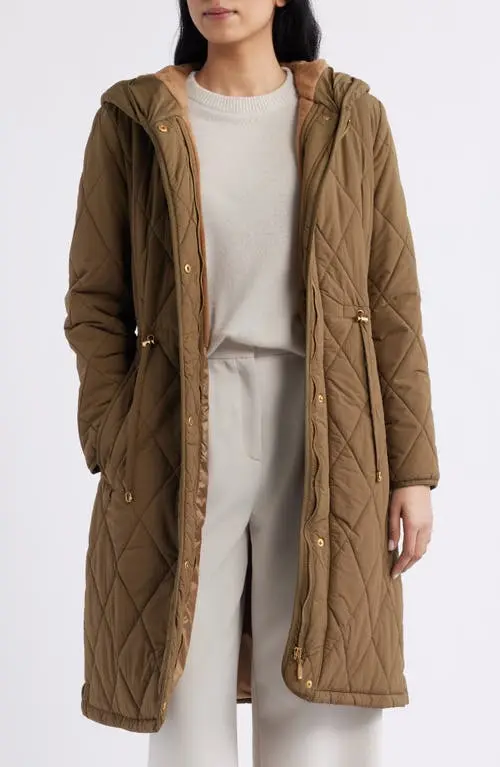 Donna Karan New York Quilted Hooded Coat