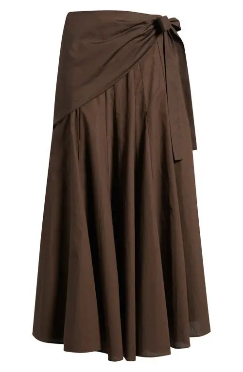 Mango Falda Milos Faux Wrap Cotton Skirt - Chocolate