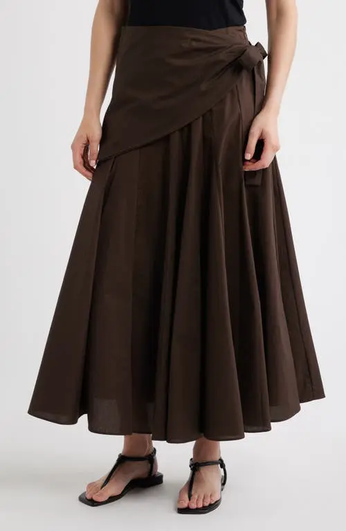 Mango Falda Milos Faux Wrap Cotton Skirt - Chocolate