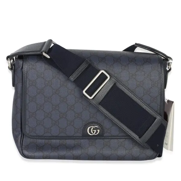 Gucci Black Tender Gg Supreme Dollar Calfskin Ophidia Messenger Bag - Blue