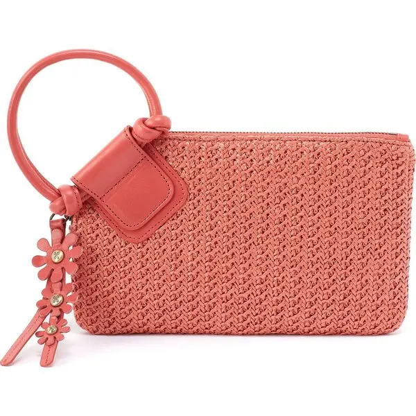 Hobo Sable Straw And Leather Wristlet - Wild Rose Woven Straw