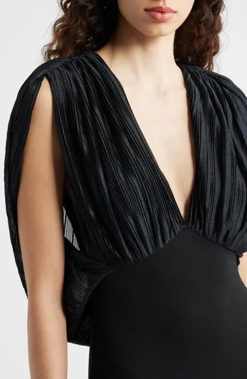 Black Halo Savoy Plunge Neck Drape Back Gown