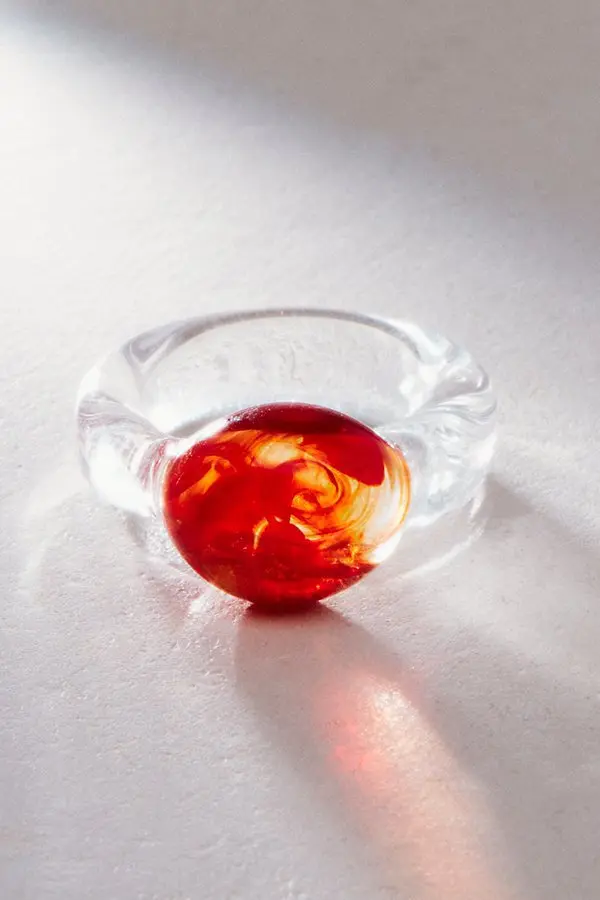 Free People Suplais Glass Ring - Red/clear