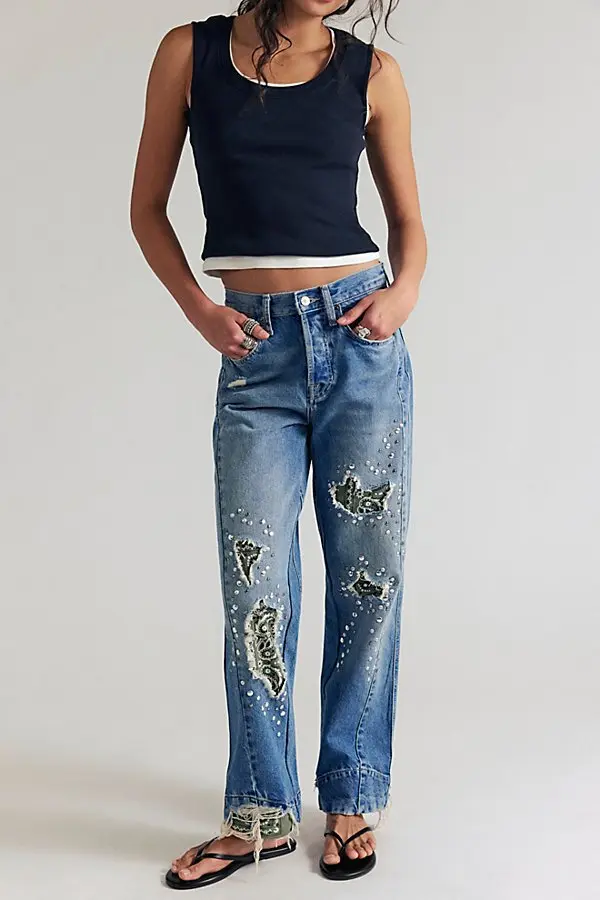 TRICIA FIX Stick Around Studded Bandana Jeans
