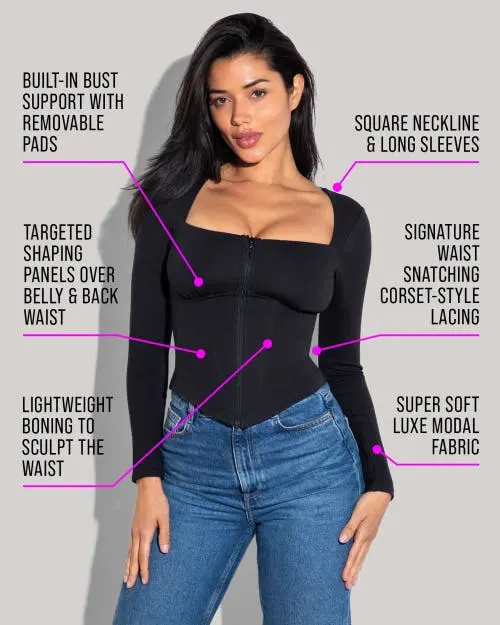 TA3 Mega Sculpting Square Neck Long Sleeve Top