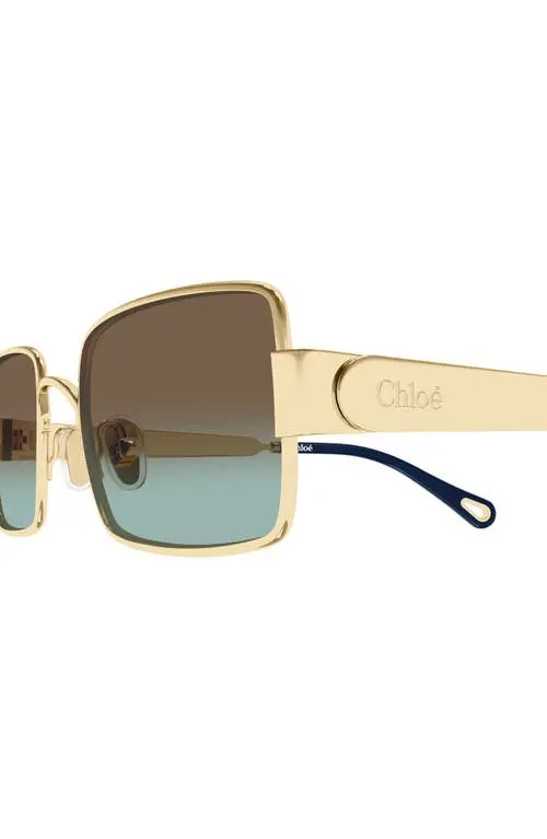 Chloé 53mm Gradient Rectangle Sunglasses - Gold