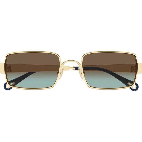 Chloé 53mm Gradient Rectangle Sunglasses - Gold