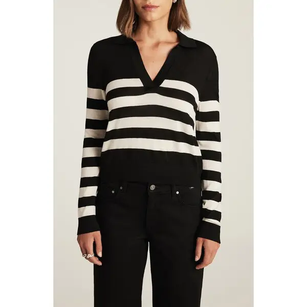 MAVI Stripe Polo Sweater - Black Stripe