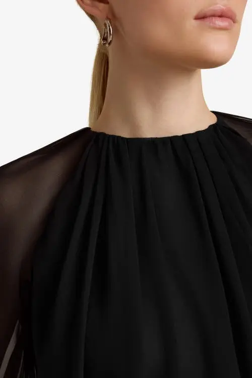 Marina Moscone Layered Long Sleeve Blouse - Black
