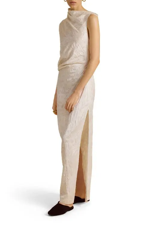 Marina Moscone Column Dress With Asymmetric Draping - Ivory