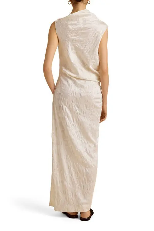 Marina Moscone Column Dress With Asymmetric Draping - Ivory