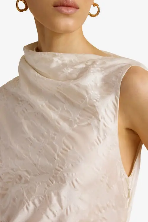 Marina Moscone Column Dress With Asymmetric Draping - Ivory