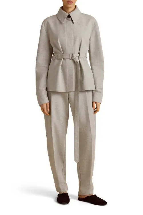 Marina Moscone Cotton-blend Belted Jacket - Perla