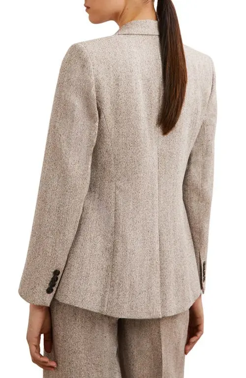 REISS Isla One-button Herringbone Jacket