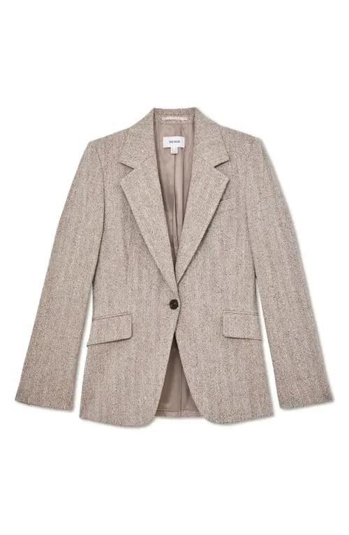REISS Isla One-button Herringbone Jacket