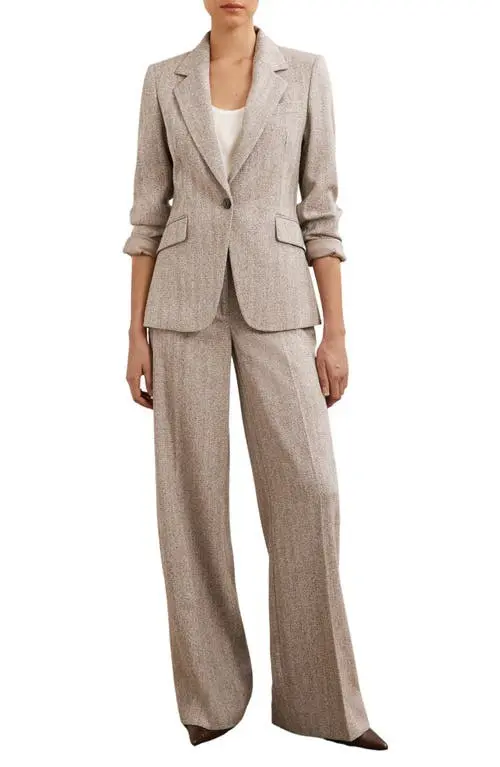 REISS Isla One-button Herringbone Jacket