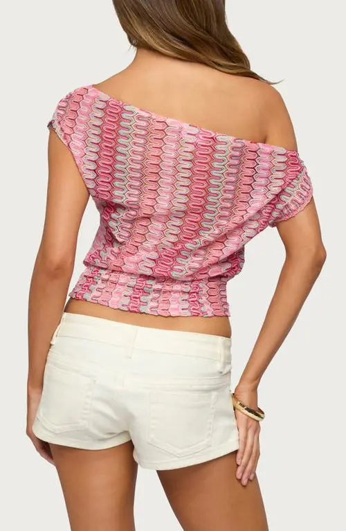 EDIKTED Off-the-shoulder Knit Crop Top