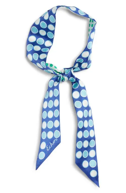 Echo Spot & Dot Silk Satin Ribbon Scarf - Ultramarine
