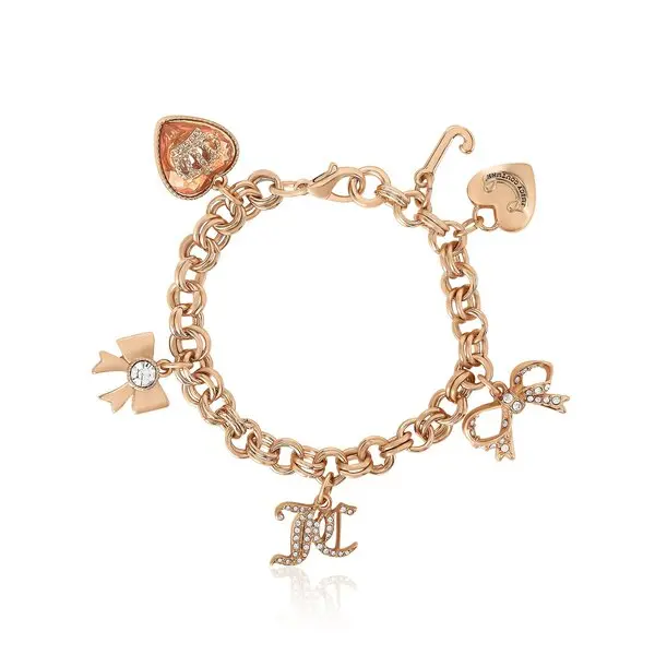 Juicy Couture Charm Bracelet With Bow And Pave Details - Goldtone
