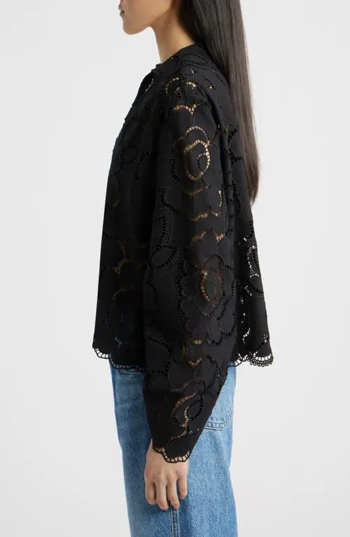 CISSA Open-stitch Cotton Top - Noir