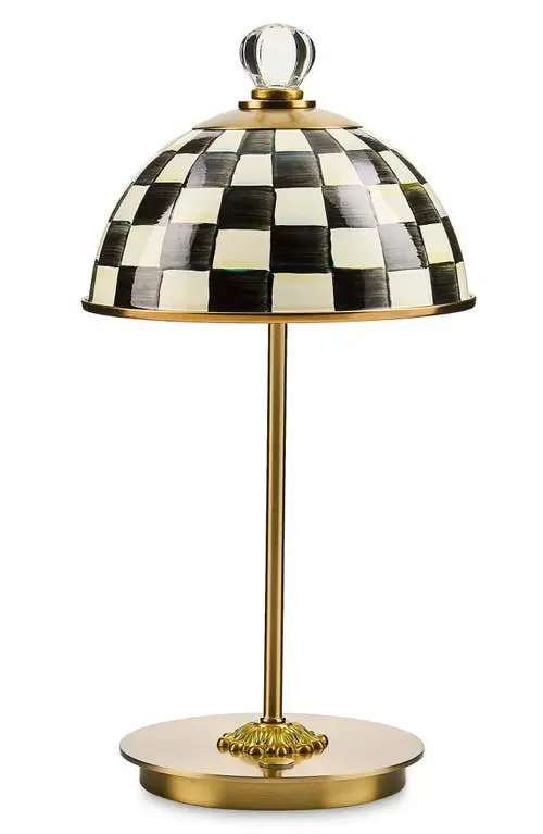 MACKENZIE-CHILDS Courtly Check Led Rechargeable Dome Table Lamp - Black