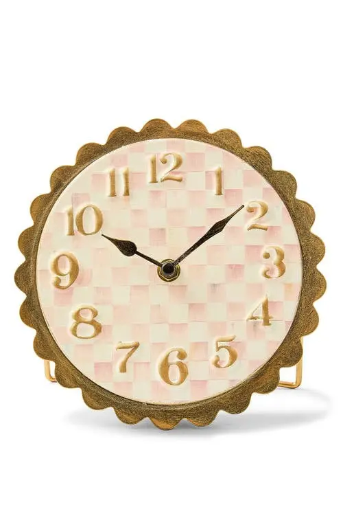 MACKENZIE-CHILDS Check Scalloped Desk Clock - Rosy