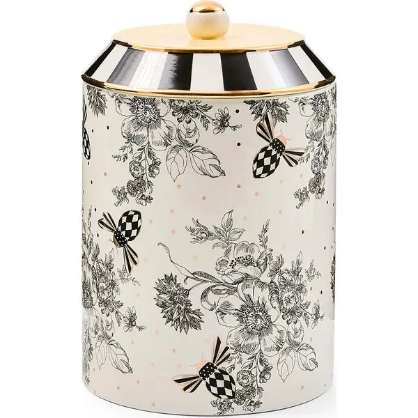 MACKENZIE-CHILDS Bee Toile Ceramic Canister - White