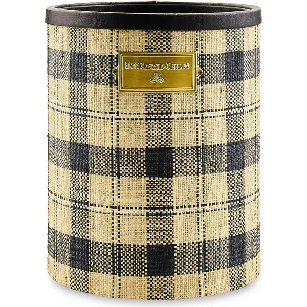 MACKENZIE-CHILDS Mad For Plaid Waste Bin - Beige