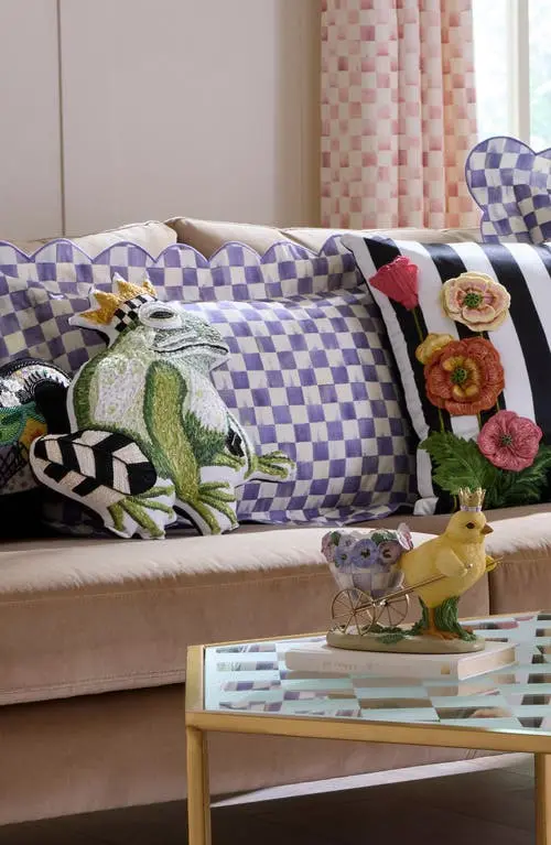 MACKENZIE-CHILDS Check Reversible Scallop Lumbar Pillow