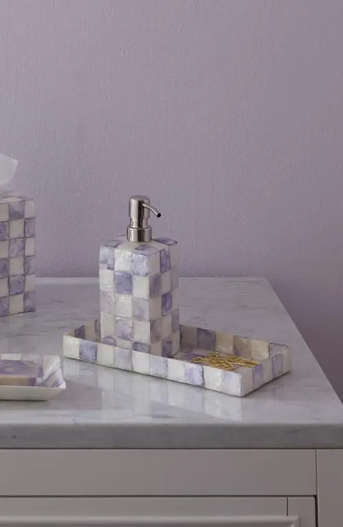 MACKENZIE-CHILDS Check Capiz Vanity Tray
