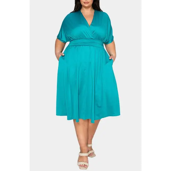 L I V D Cyra Empire Waist Midi Dress - Jade