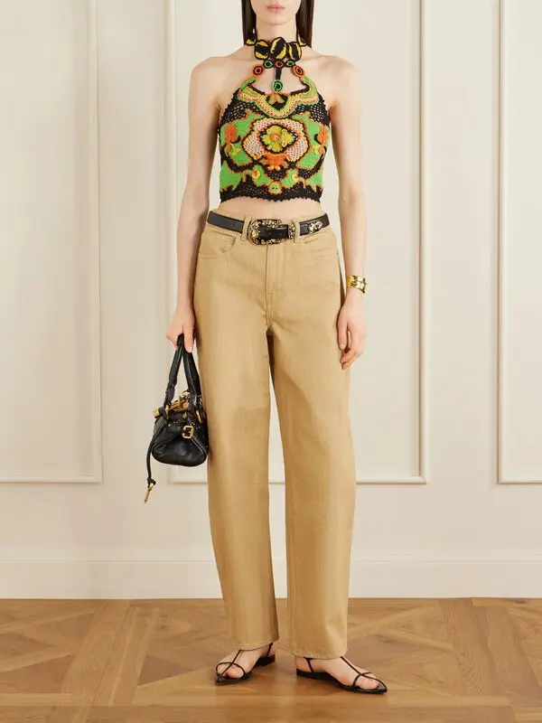 Etro Crocheted Cotton Halterneck Top - Orange