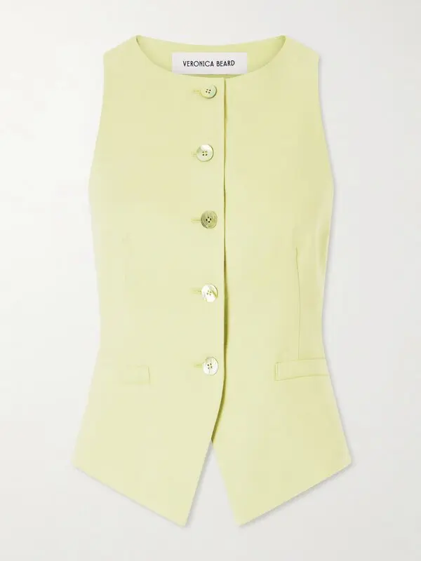 Veronica Beard Hartwell Linen-blend Twill Vest - Green