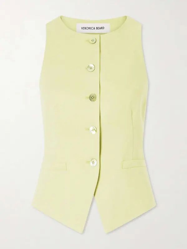 Veronica Beard Hartwell Linen-blend Twill Vest - Light Green