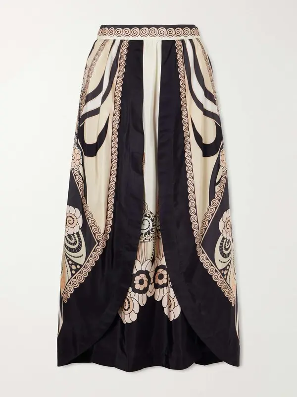 La DoubleJ Printed Silk-voile Maxi Skirt - Cream