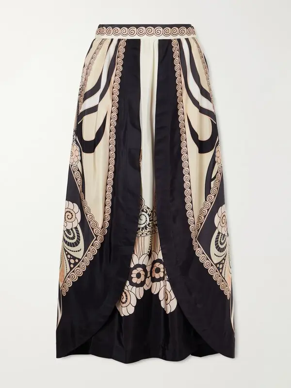 La DoubleJ Printed Silk-voile Maxi Skirt - Neutrals