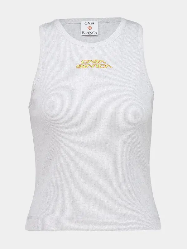 Casablanca Ribbed Logo Tank Top - Grey