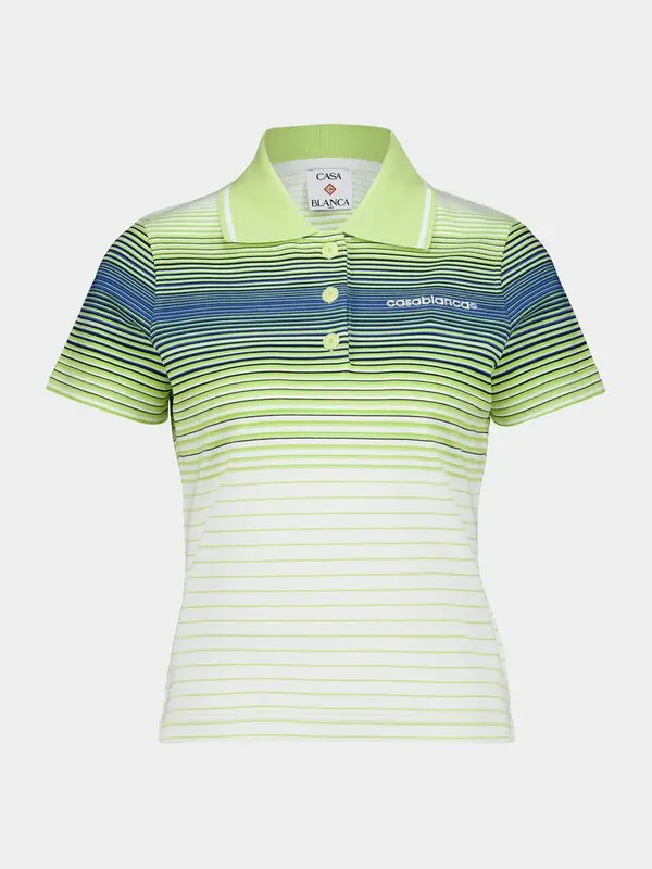 Casablanca Gradient Striped Slim Fit Polo Shirt - Green
