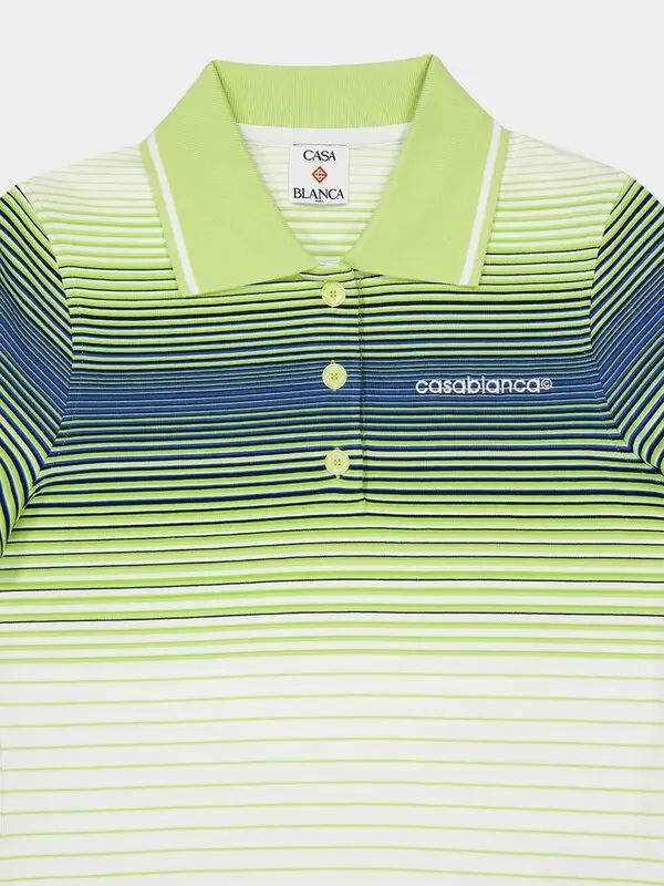 Casablanca Gradient Striped Slim Fit Polo Shirt - Green