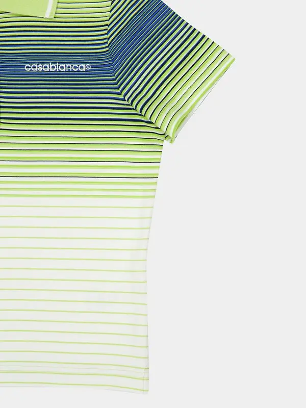 Casablanca Gradient Striped Slim Fit Polo Shirt - Green