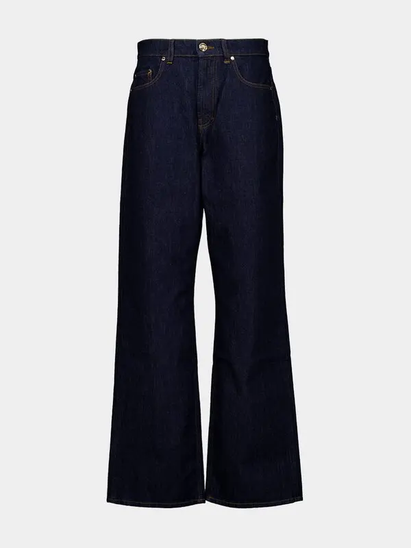 Casablanca Indigo Baggy Cotton Denim Jeans - Blue
