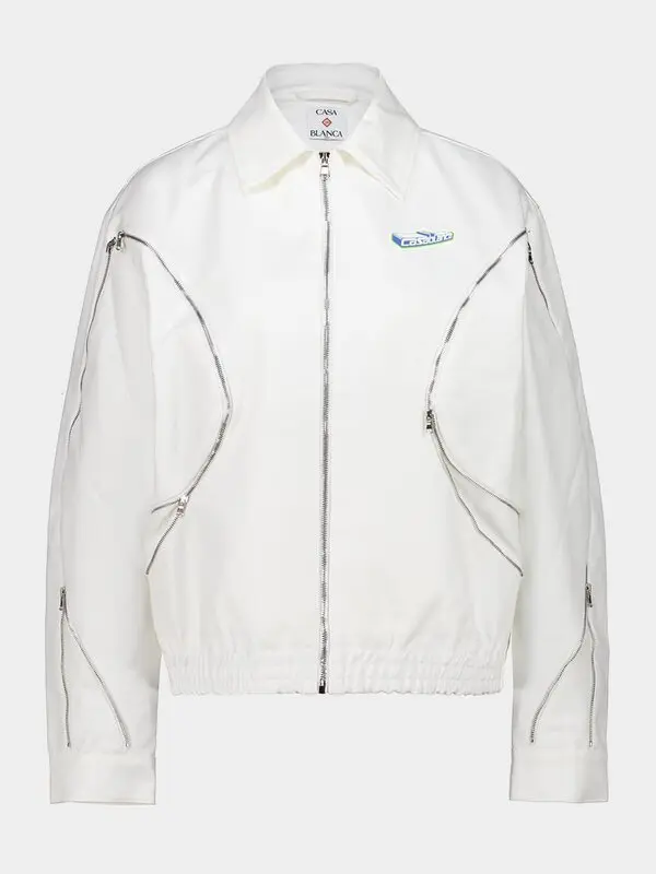 Casablanca Zipped Cotton Jacket - White