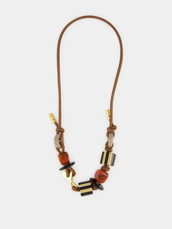 Ami Beaded Leather Necklace - Multicolour