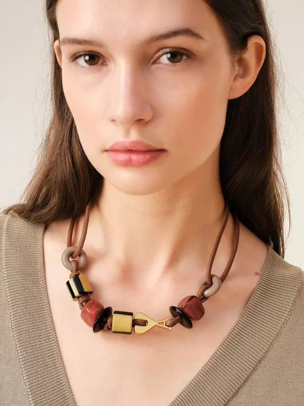 Ami Beaded Leather Necklace - Multicolour