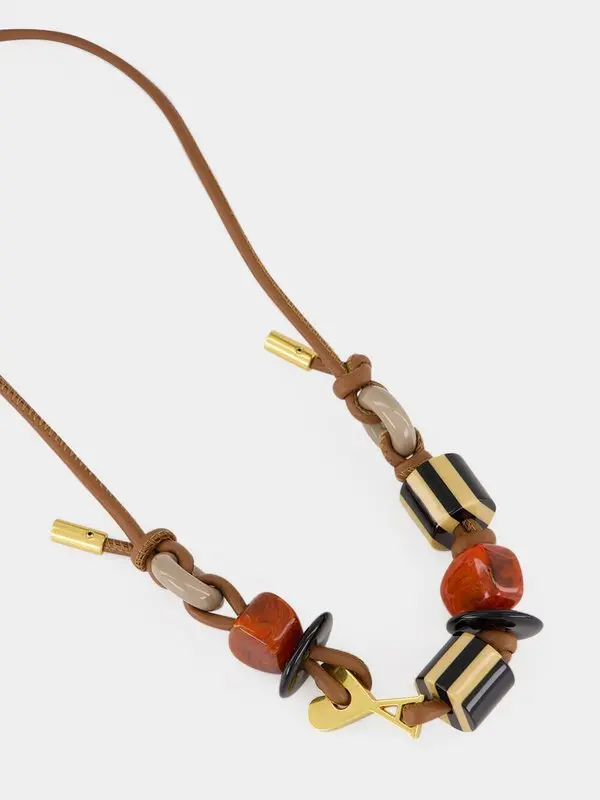 Ami Beaded Leather Necklace - Multicolour
