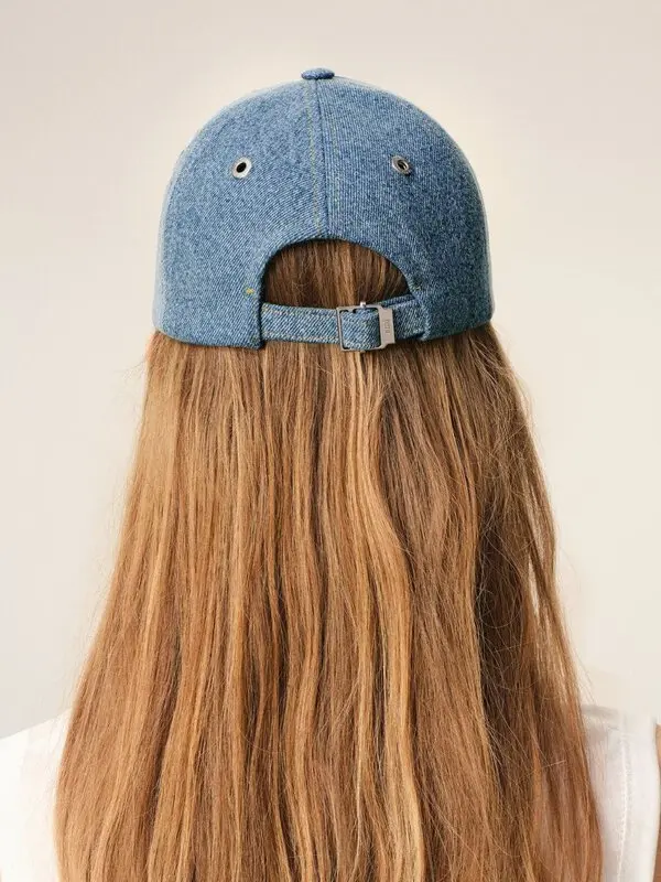AMI Paris Denim Cap With De Coeur Embroidery - Blue