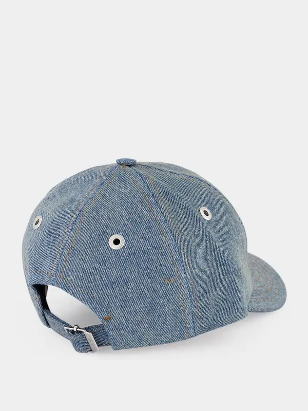 AMI Paris Denim Cap With De Coeur Embroidery - Blue