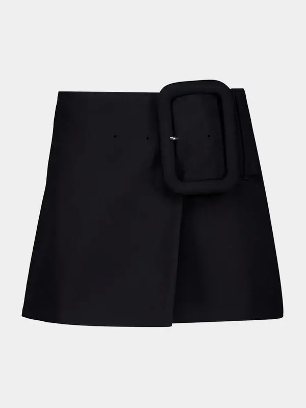 Ami Wool Buckle Mini Skirt - Black