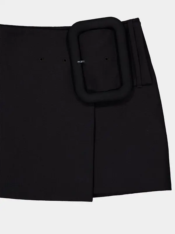 Ami Wool Buckle Mini Skirt - Black
